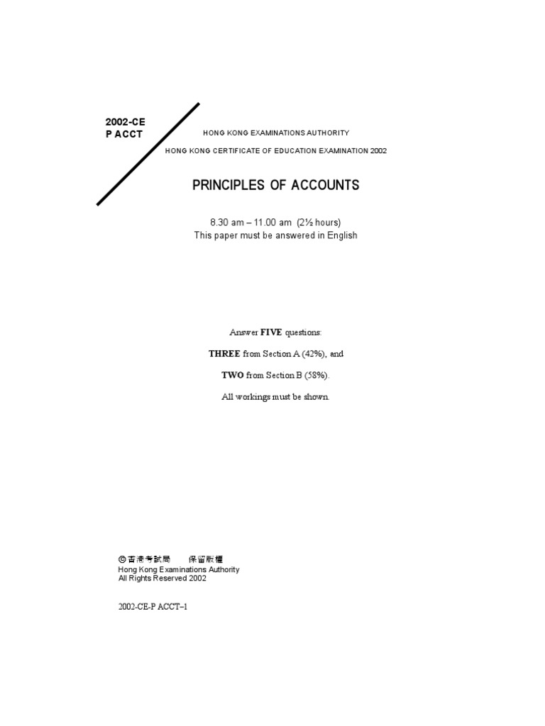CE Principles of Accounts 2002 Paper | PDF | Debits And Credits ...