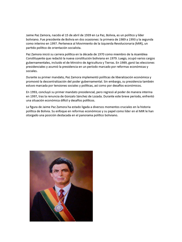 Biografia Jaime Paz El Negro | PDF