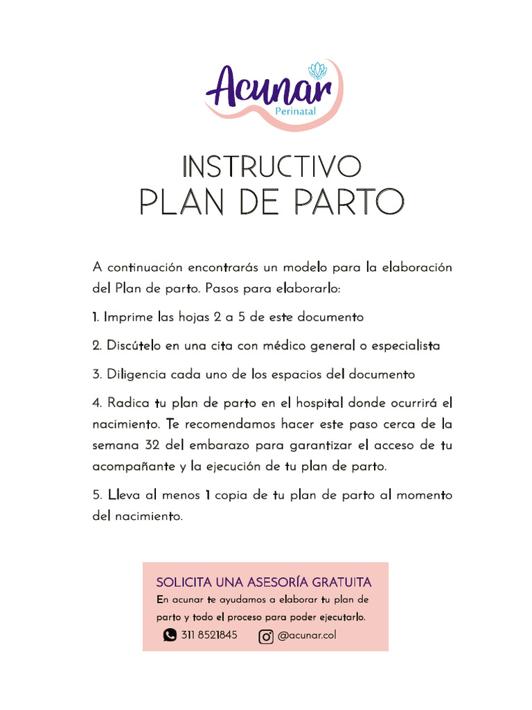 Plan de Parto | PDF | Parto | Especialidades Medicas Plan de Parto | PDF | Parto | Especialidades Medicas