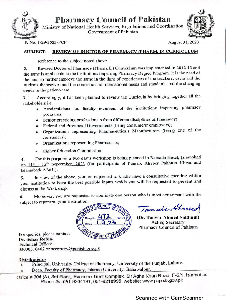 Review of Pharm D Curriculum | PDF