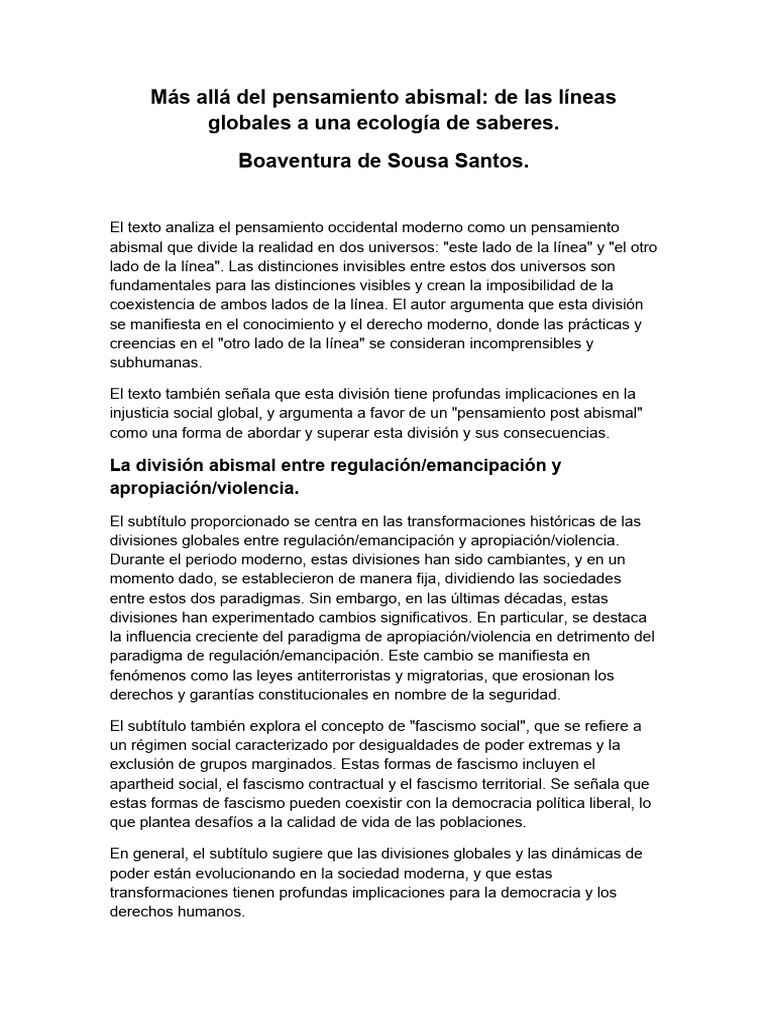 Boaventura de Sousa Santos | Descargar gratis PDF | Conocimiento ... Boaventura de Sousa Santos | Descargar gratis PDF | Conocimiento ...