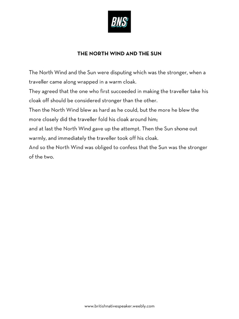 The North Wind and The Sun | PDF