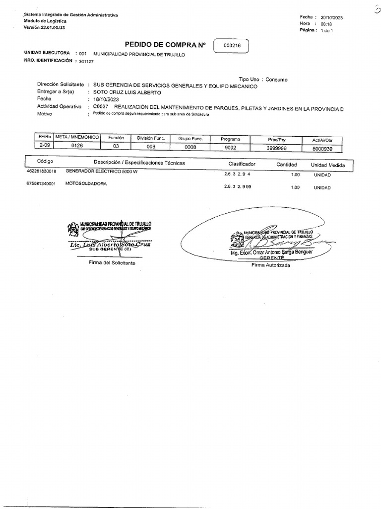 PC 3216-2023 Adquisicion de Generador Electrico y Motosoldadora | PDF