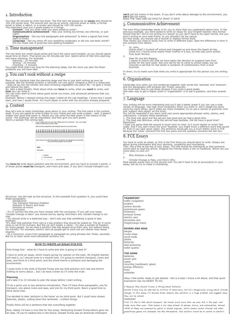 Writing Task Tips Fce | PDF