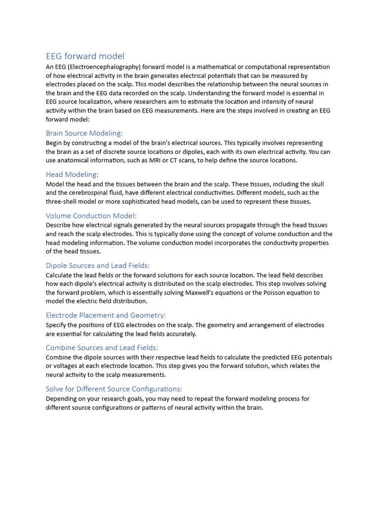 EEG Forward and Inverse Model | PDF | Electroencephalography | Inverse Problem