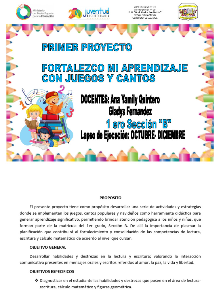 Proyecto 1ER GRADO | PDF | Aprendizaje | Evaluación