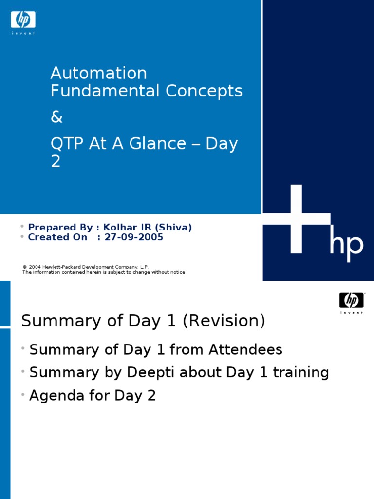 QTP Training 2 | PDF | Object (Computer Science) | Xml