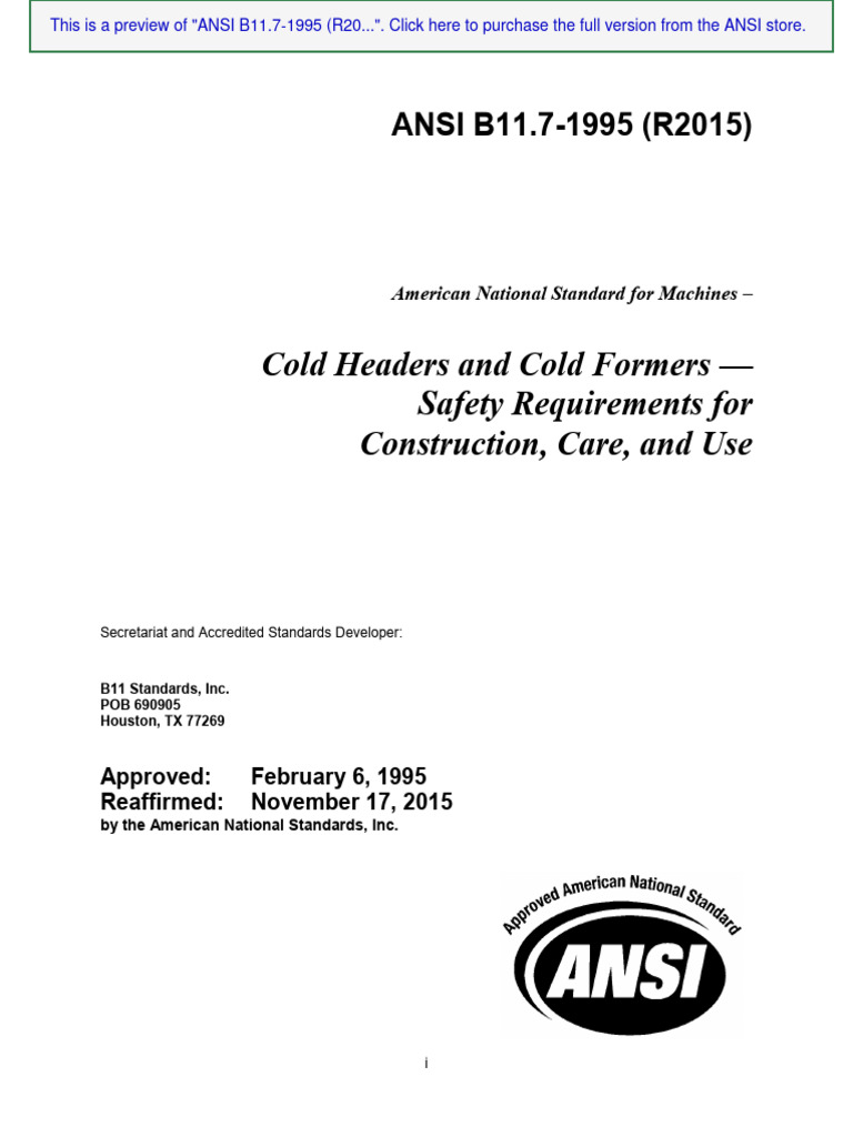 Preview ANSI+B11.7-1995+ (R2015) | PDF