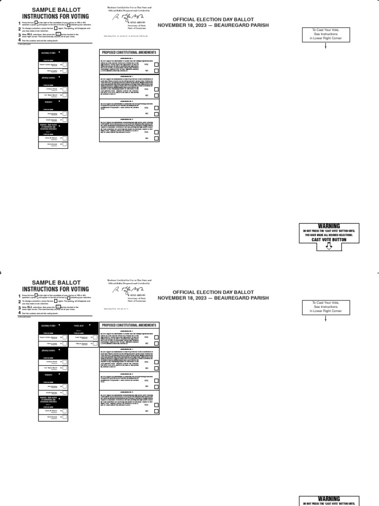 Beauregard Sample AVC Ballots For 11-18-23 | PDF
