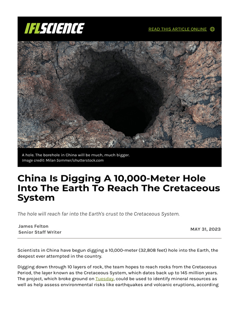 China Is Digging A 10,000-Meter Hole Into The Earth To Reach The ...