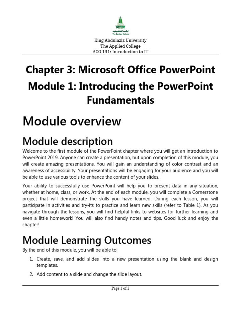 Module 1 Overview | PDF
