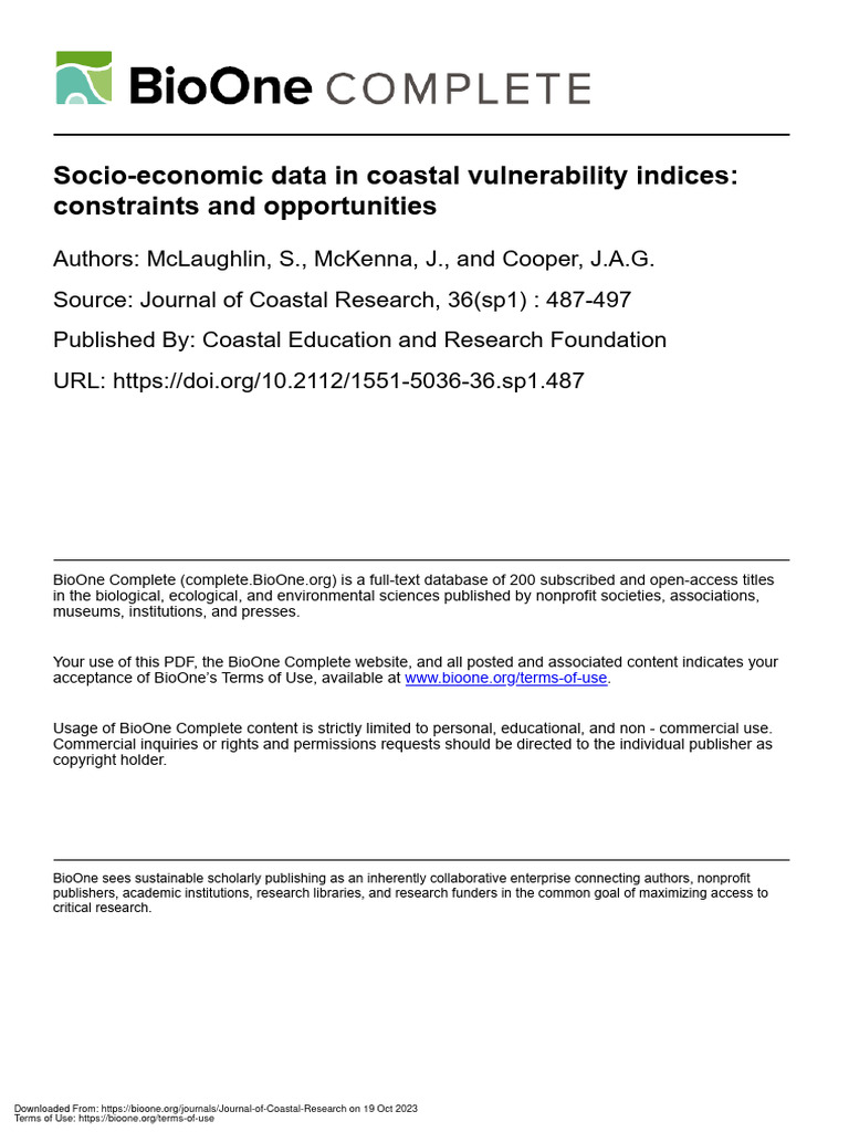 Socio-Economic Data in Coastal Vulnerability Indices: Constraints and Opportunities | PDF ...