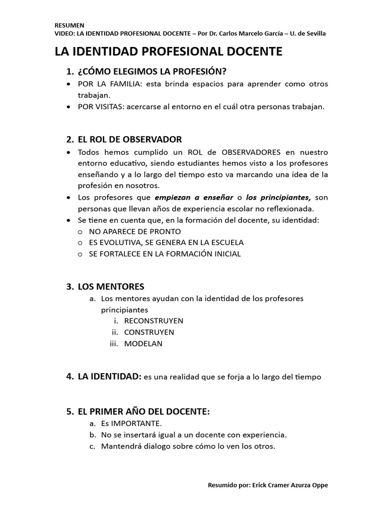 Identidad Profesional del Docente | PDF