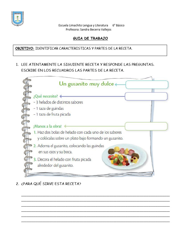 EVALUACIÓN LA-RECETA, Sexto | PDF