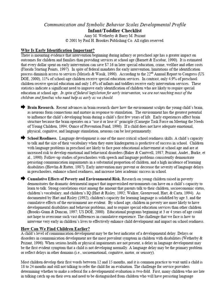 CSBS - DP Checklist Scoring Cutoffs | PDF