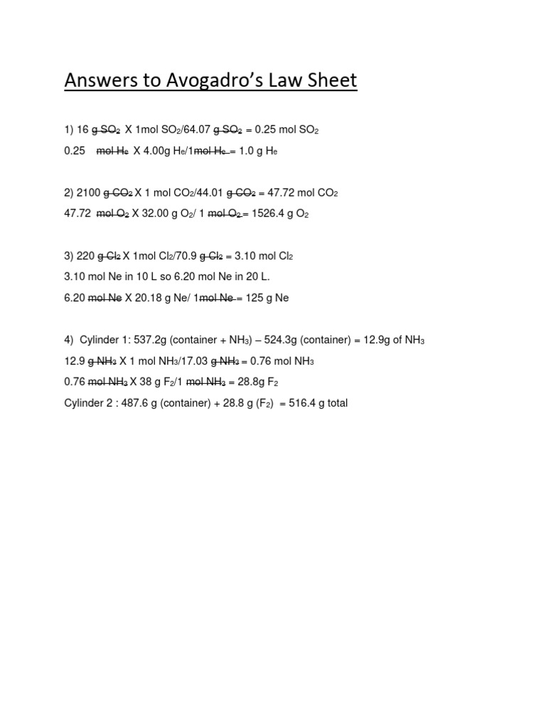 Answers To Avogadro | PDF