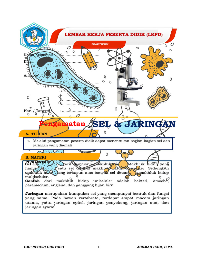 LKPD Sel Dan Jaringan | PDF