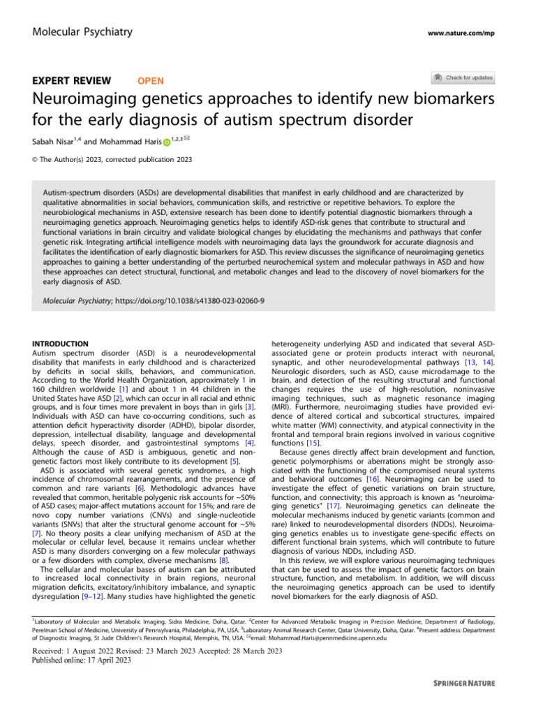 2023 - Molecular Psychiatry - Neuroimaging Genetic Approaches To ... 2023 - Molecular Psychiatry - Neuroimaging Genetic Approaches To ...
