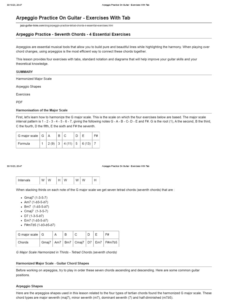 Arpeggio Practice On Guitar - Exercises With Tab | PDF | Chord (Music) | Musical Scales
