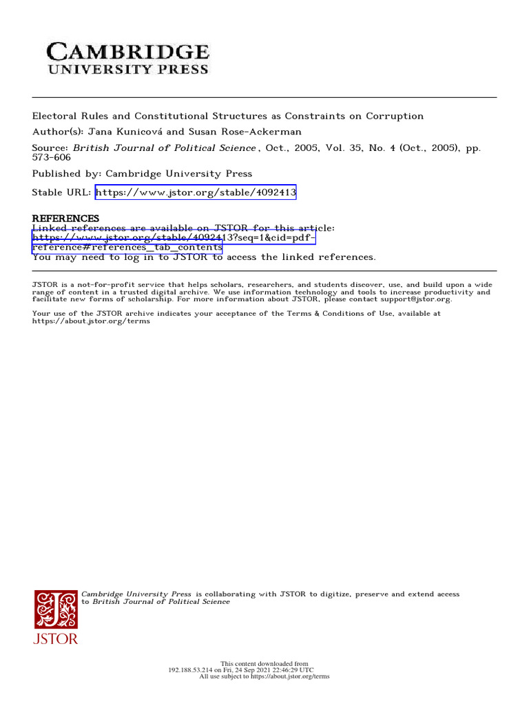 Kunicová and Rose-Ackerman (2005) | PDF