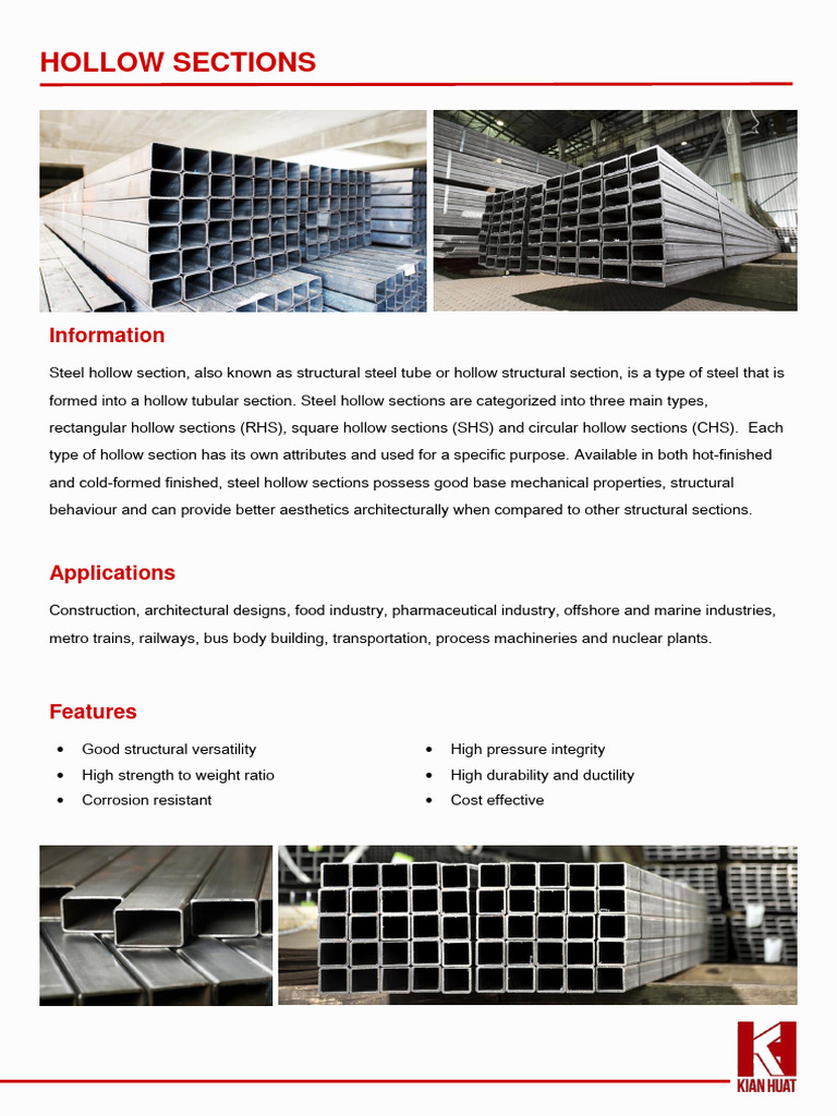 Kian Huat Metal Catalogue Hollow Sections | PDF