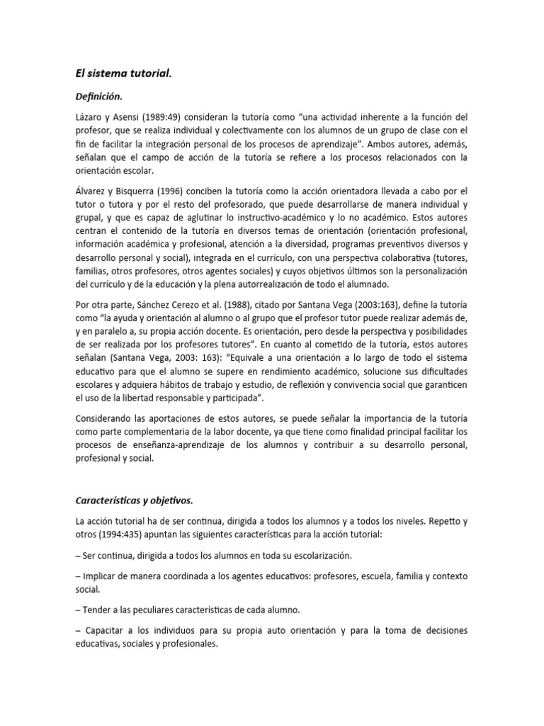 Definición y objetivos del sistema tutorial | PDF