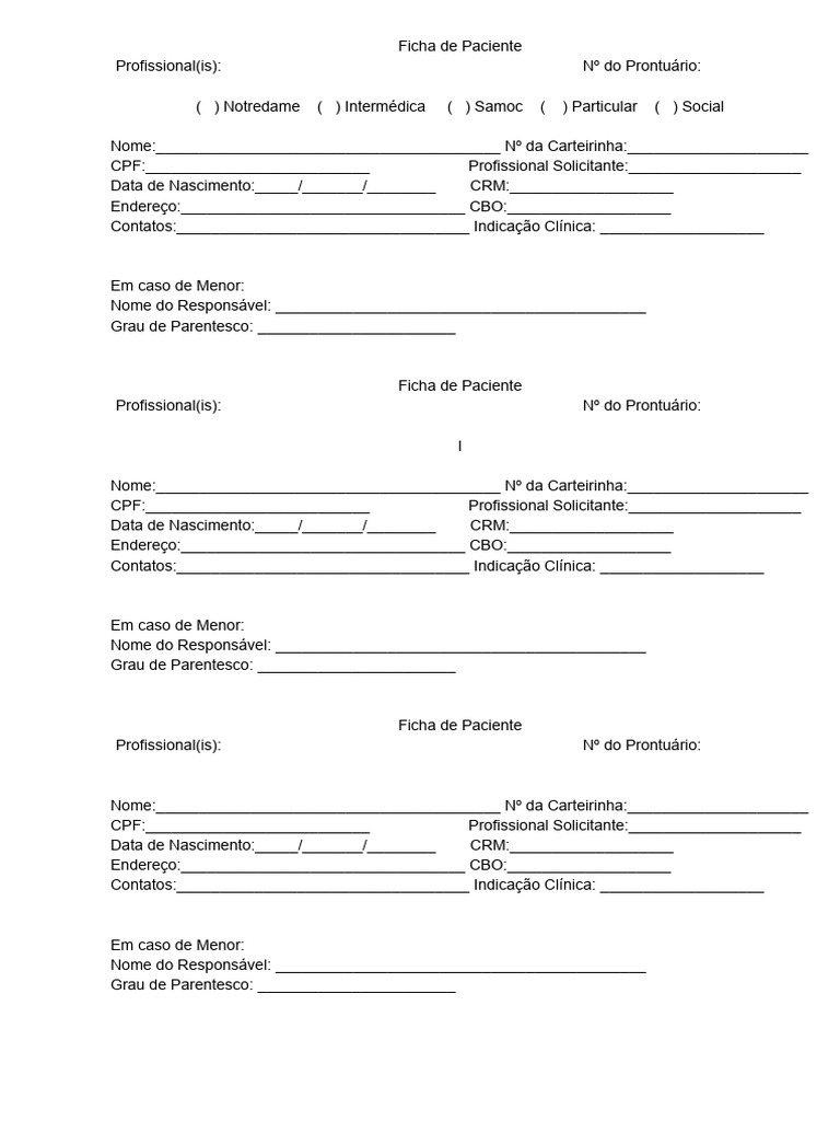 Ficha de Informação Do Paciente | PDF