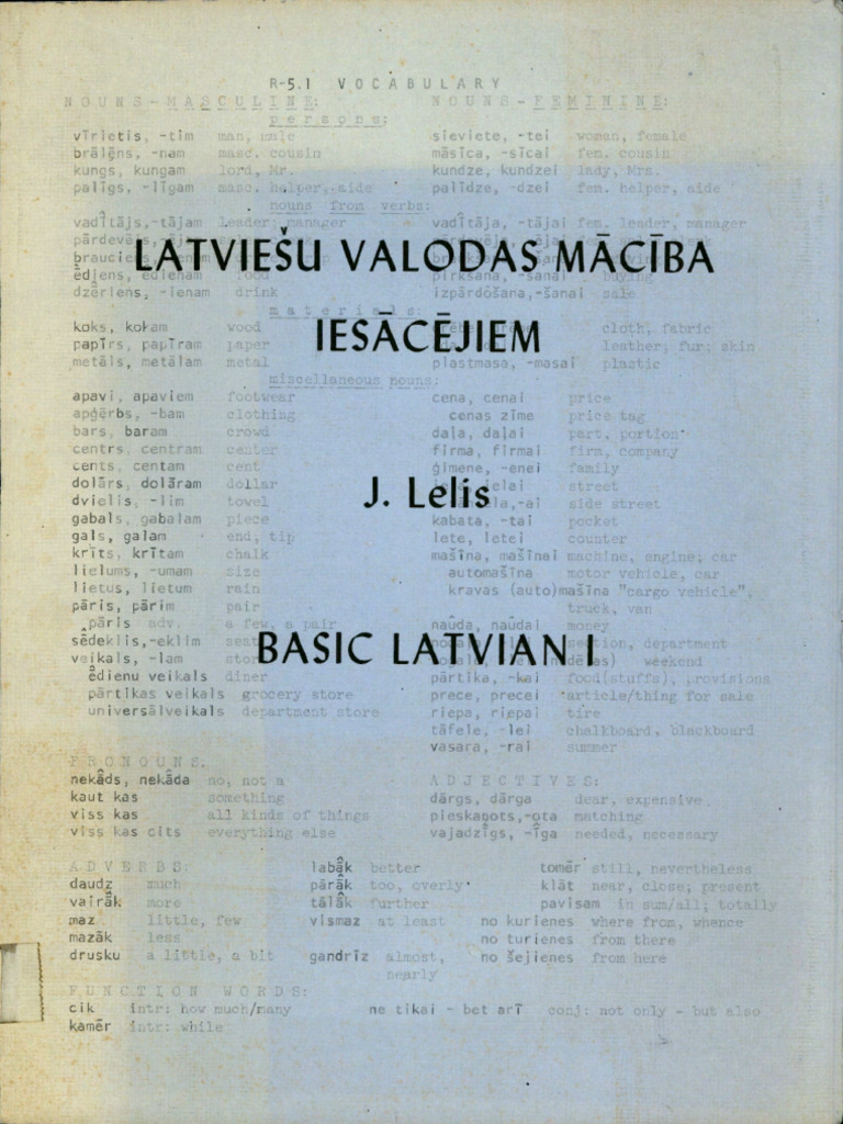Basic Latvian Language Guide | PDF