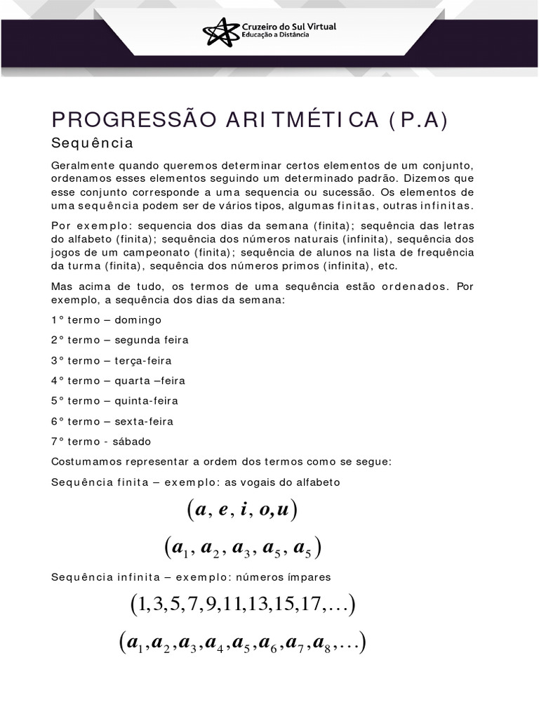 Progressao Aritmetica Revista | PDF