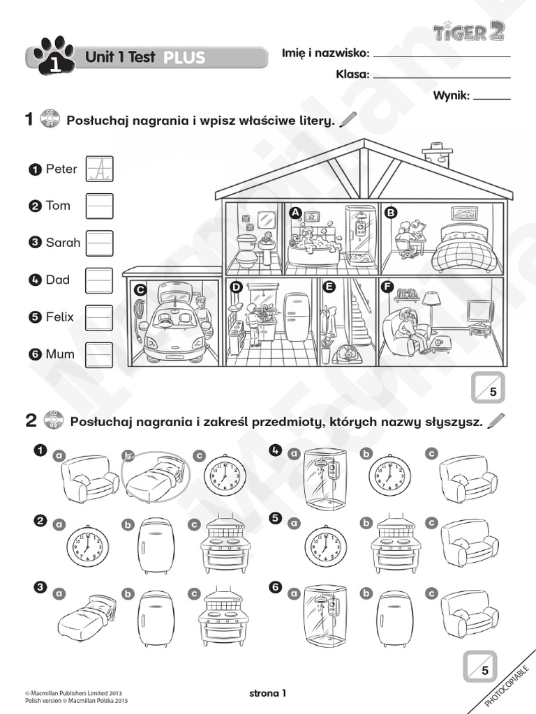 Tiger 2 Unit 1 Test PLUS | PDF