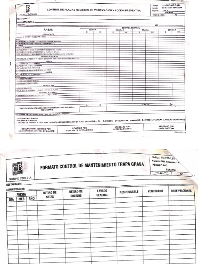 Formatos Control CBC | PDF