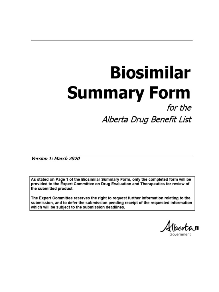 Biosimilar Summary Form Mar 2020 | PDF