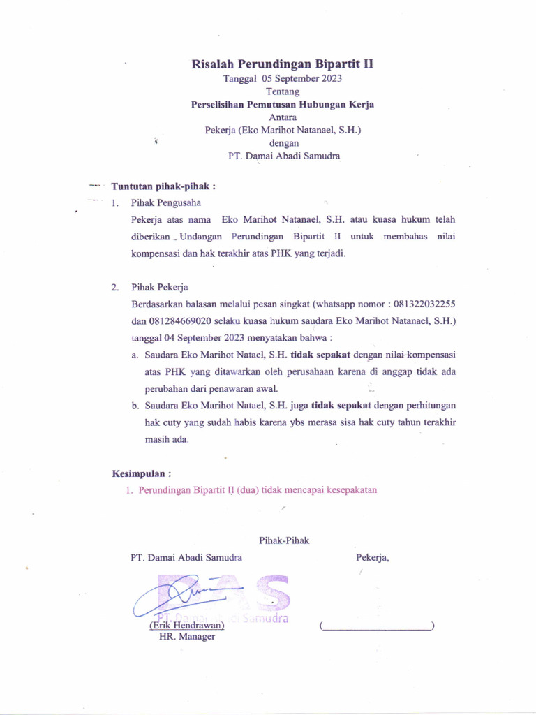 Risalah Perundingan Bipartit II | PDF