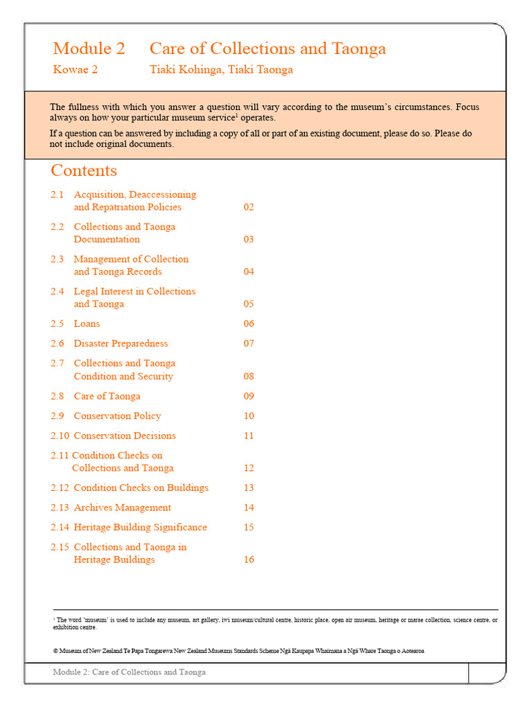 Module 2 Care of Collections and Taonga | PDF | Museum | Archive