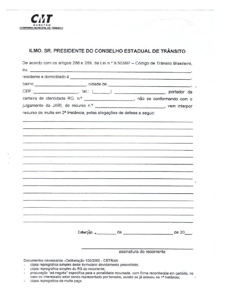 Formulario Do Cetran | PDF