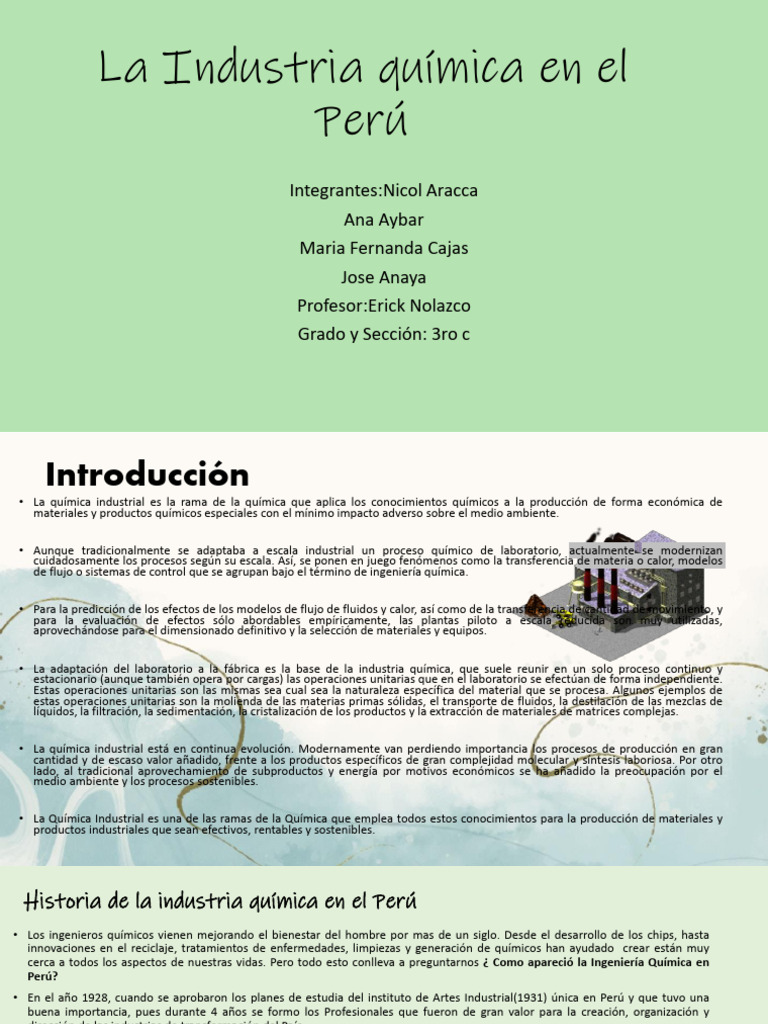 Industria Química en Perú: Historia y Evolución | PDF | Tecnología