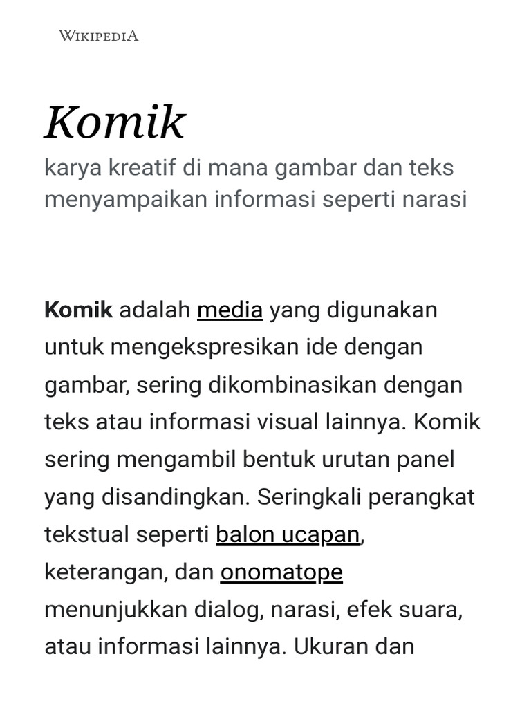 Pengertian dan Sejarah Komik | PDF