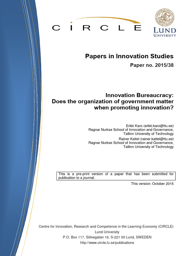 Innovation Bureaucracy and Government Impact | PDF | Finance & Money ...
