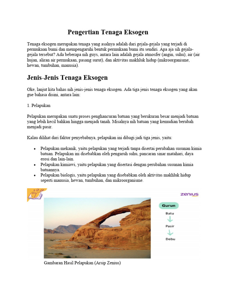 Pengertian Tenaga Eksogen | PDF | Ilmu Sosial | Sains & Matematika