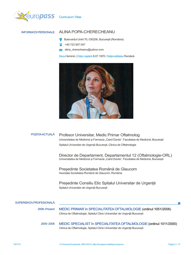 CV Prof. Dr. Popa Cherecheanu | PDF