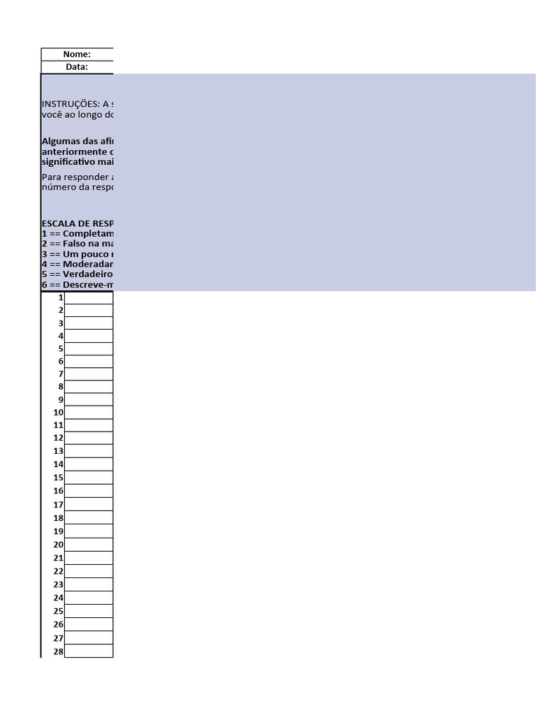 Questionário de Esquema s3 No Excel | PDF | Autoajuda | Bem-estar