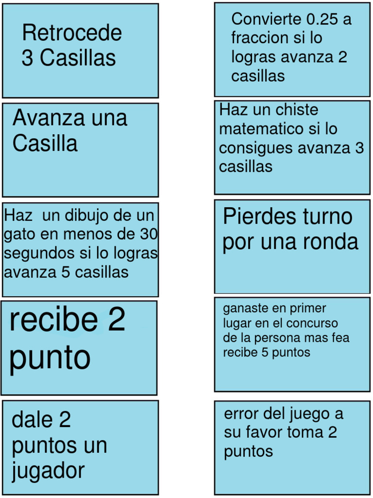 Retrocede 3 Casillas Avanza Una Casilla: Recibe 2 Punto | PDF