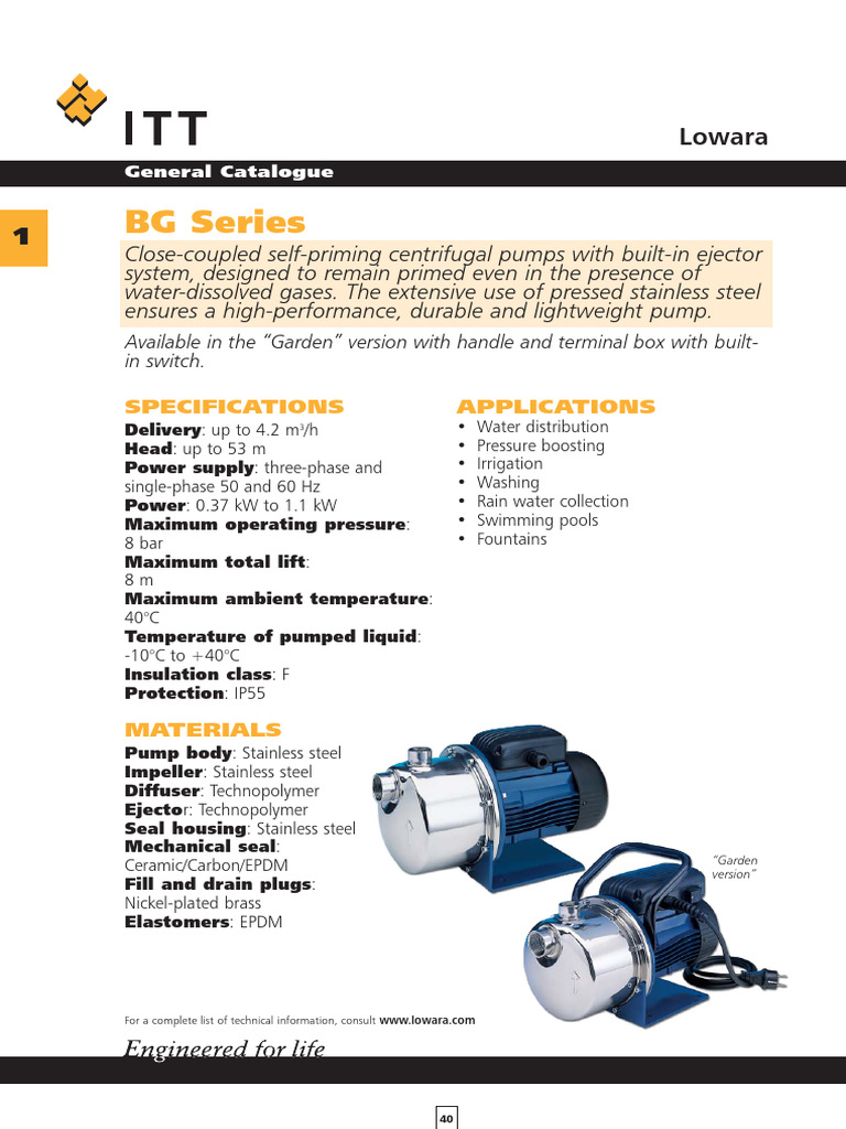 Lowara BG | PDF | Pump | Chemistry