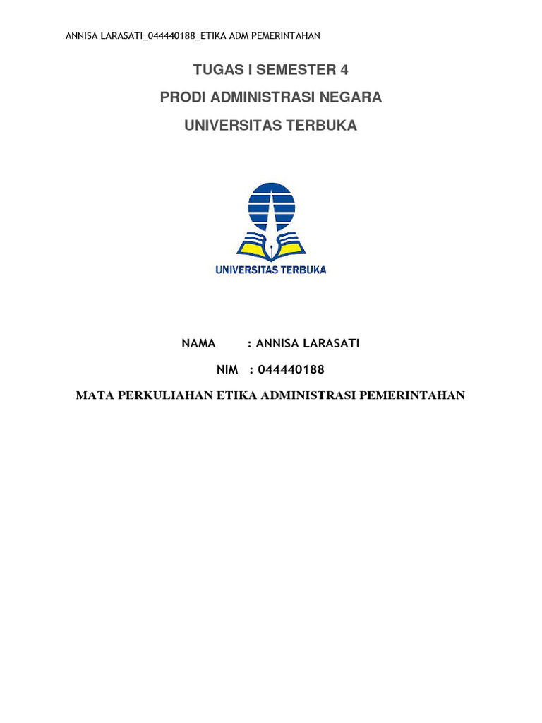 Tugas 1 - Annisa Larasati - Etika Adm Pemerintahan | PDF | Sains & Matematika