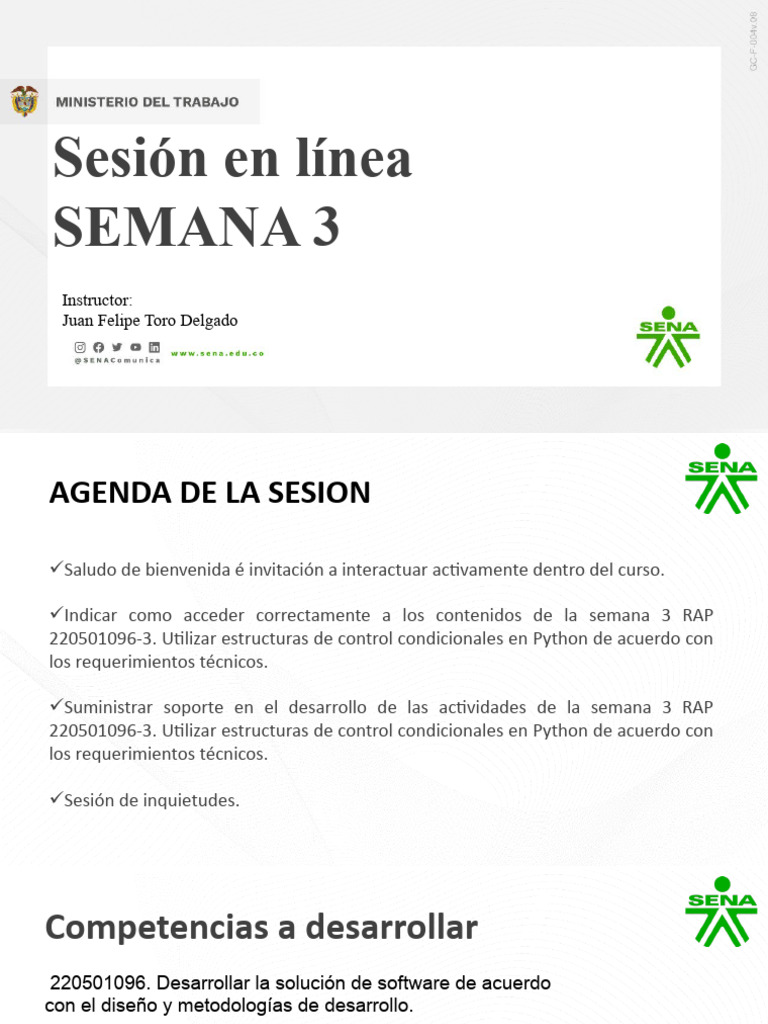 Presentación Semana 3 VARIABLES Y ESTRUCTURAS DE CONTROL EN PYTHON | PDF