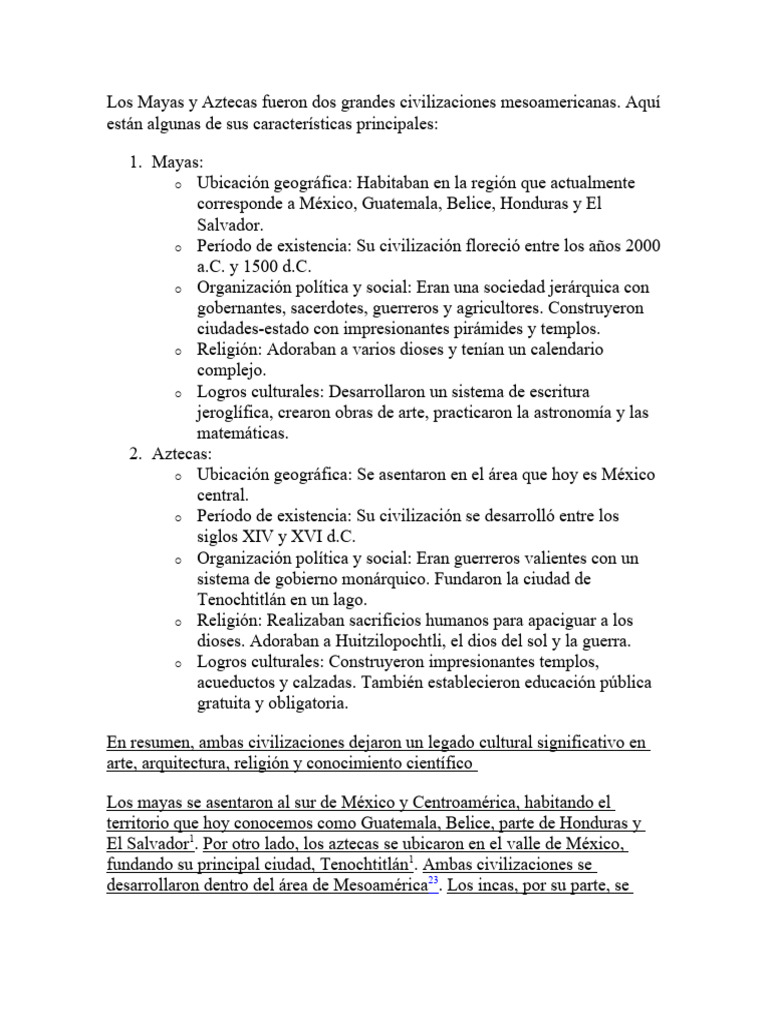 Los Mayas y Aztecas | PDF | Civilización maya | Mesoamérica