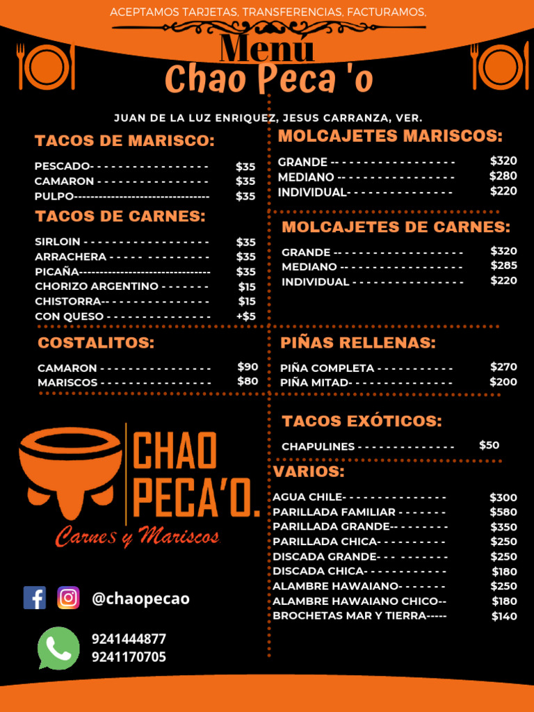 Menu Chao Peca 'O | PDF