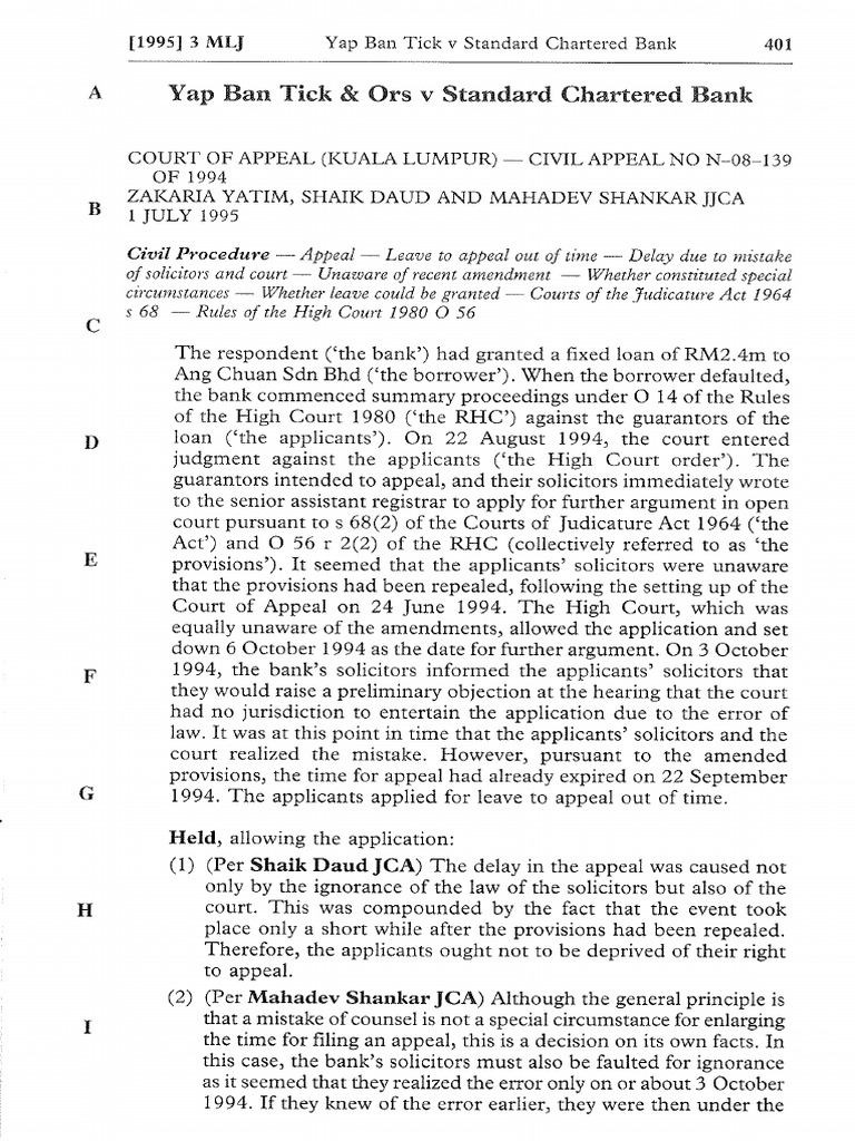 YAP BAN TICK & ORS V STANDARD CHARTERED BANK | PDF