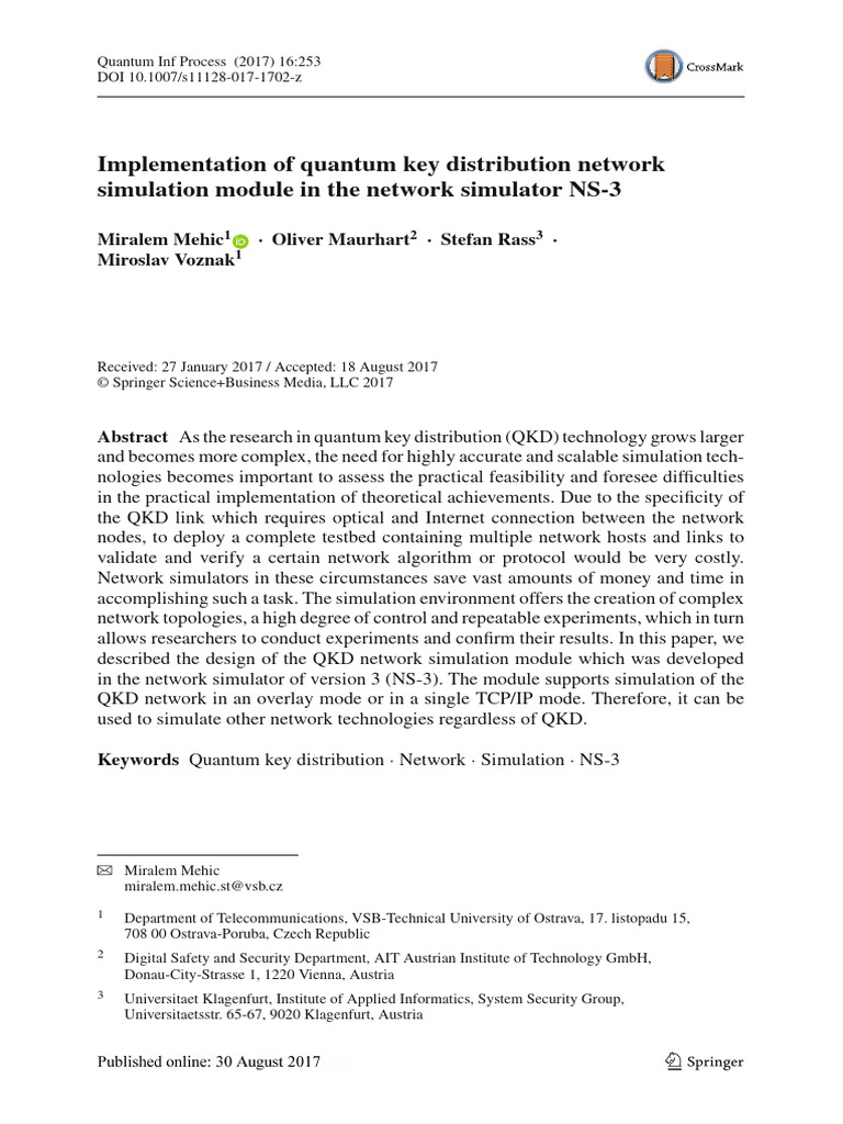 Implementation Of Quantum Key Distribution Network Simulation Module In The Network Simulator Ns