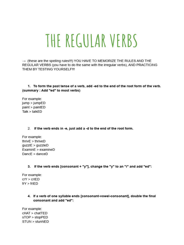 Regular Verbs | PDF